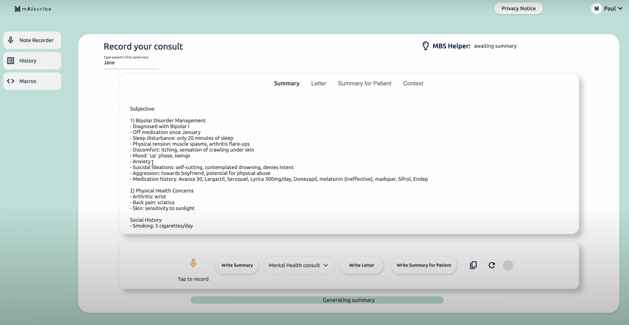 Medical AI Scribe - GP and Specialist Notes Generated Instantly